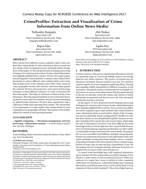 Pdf Crimeprofiler Crime Information Extraction And Visualization From News Media