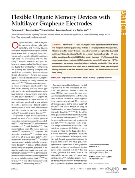 Pdf Flexible Organic Memory Devices With Multilayer Graphene Electrodes