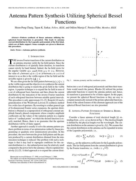 antenna pattern synthesis utilizing spherical bessel functions