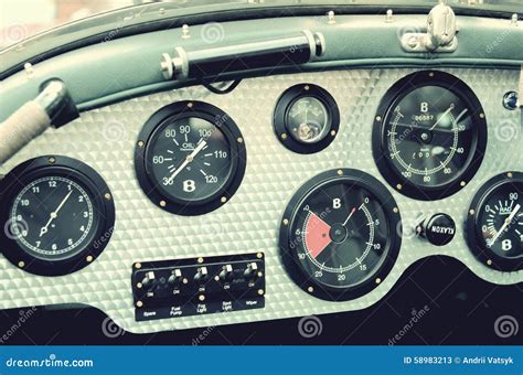 Retro Car Dashboard With Gauges Stock Image Image Of American Mono
