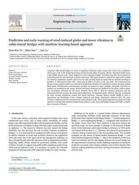 Pdf Prediction And Early Warning Of Wind Induced Girder And Tower Vibration In Cable Stayed