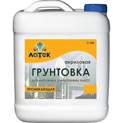 Акриловая грунтовка для внутренних и наружных работ Латек 5 л Л102 ...