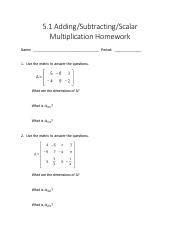 Mastering Matrix Operations: Adding, Subtracting & Scalar | Course Hero