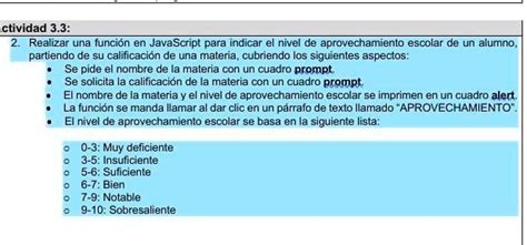 Solved Porfavor Ayuda Ctividad 33 Realizar Una Función