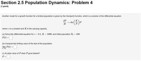Solved Section Population Dynamics Problem Point Chegg