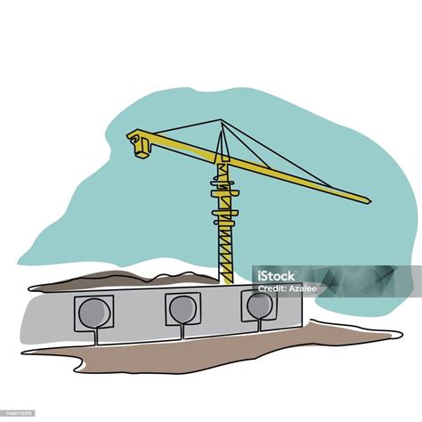 냉각수 펌프의 작동 크레인은 연속 라인 아트 드로잉 스타일의 산업용 발전소를 수용합니다 흰색 배경에 격리된 미니멀리스트 블랙 선형 디자인의 디자인 벡터 그림 0명에 대한