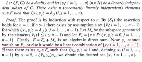 topological vector spaces linear independence in a dual pair