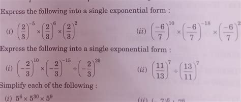 Express The Following Into A Single Exponential Form I Left Frac