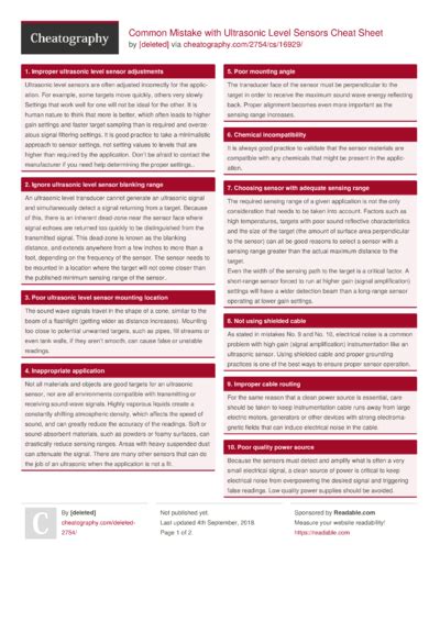 10 Sensors Cheat Sheets Cheat Sheets For Every Occasion