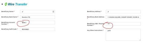 Bénéficiaire Aba Numéro Dacheminement R Revolut