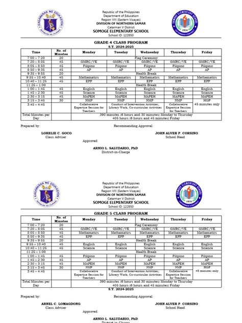 Class Program Grade 4 6 2024 2025 Pdf Philippines