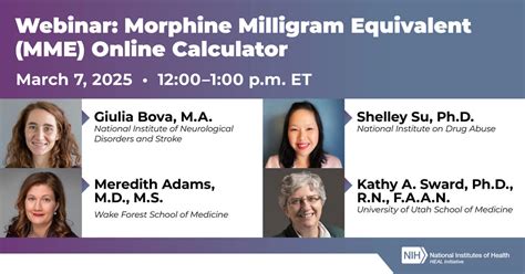 February 25 2025 Nih Heal Initiative To Host Webinar On Morphine Milligram Equivalent Mme