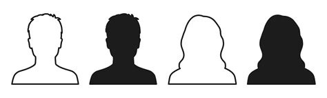남자와 여자 머리 아이콘 실루엣 남성과 여성의 아바타 프로필 얼굴 실루엣 기호 재고 벡터 가장자리에 대한 스톡 벡터 아트 및 기타 이미지 Istock