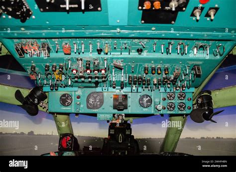 Avionics Devices And Sensors In The Cockpit Of An Old Airplane Stock