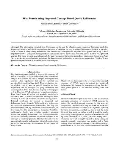 Web Search Using Improved Concept Based Query Refinement