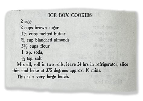 Pontiac County Recipes — Ice Box Cookies The Equity
