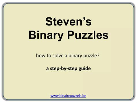 How To Solve Binary Puzzles Pptx