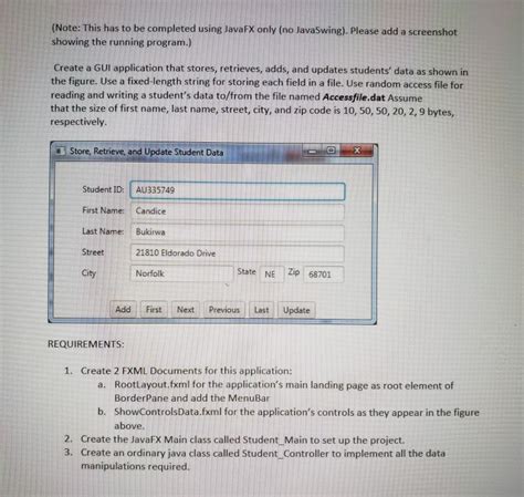 Note This Has To Be Completed Using Javafx Only No
