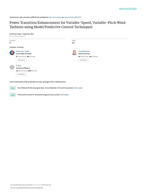Power Transition Enhancement For Variable Speed Variable Pitch Wind Turbines Using Model