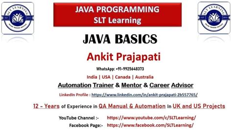 Slt Learning Online Training Institute On Linkedin Java Basic Part 1