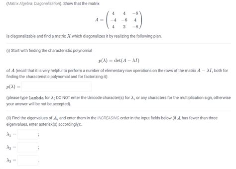 Solved Matrix Algebra Diagonalization Show That The