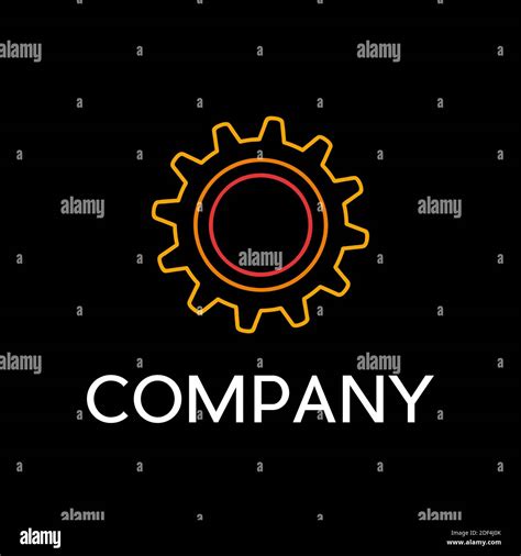 Vector Sign Abstract Gear In Linear Style On Black Background Stock