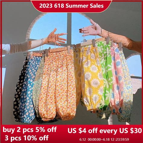 캐주얼 패션 탄성 허리 바지 아기 봄 여름 하렘 바지 여아 모기 방지 바지 소프트 프린트 크롭 와이드 레그 팬츠 Aliexpress