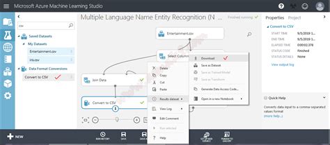 Azure Machine Learning Studio Multiple Language Named Entity Recognition NER Text Analysis