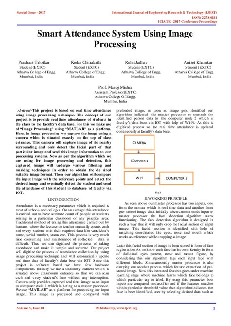 Pdf Smart Attendance System Using Image Processing