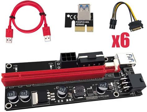 Getuscart 6 Pack Gpu Riser Latest V009s Alb Vendor Pcie Riser 6 Pin