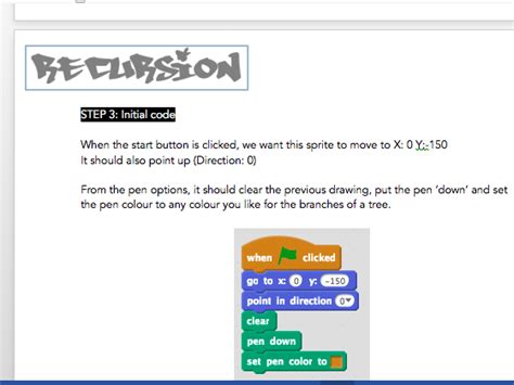 Scratch Programming Fractal Tree Activity Teaching Resources