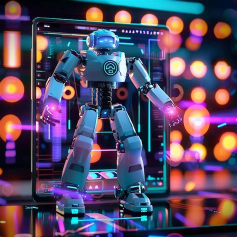 virtual assistant robot on mobile screen premium ai generated image