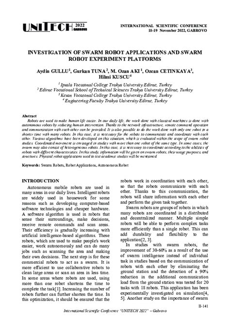 Pdf Investigation Of Swarm Robot Applications And Swarm Robot