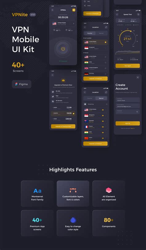 Vpn Mobile Ui Kit Figma Resources