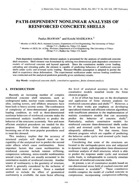Path Dependent Non Linear Analysis Of Reinforced Concrete Shells Pdf
