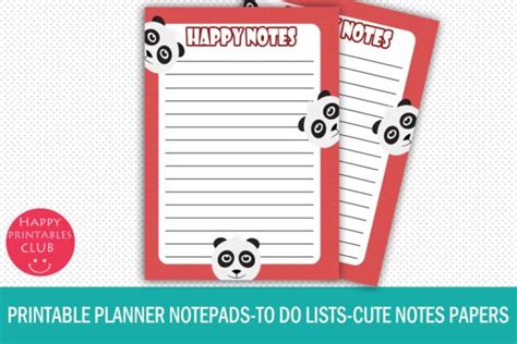 Cute Notepads Planner Pages To Do Lists Graphic By Happy Printables Club Creative Fabrica