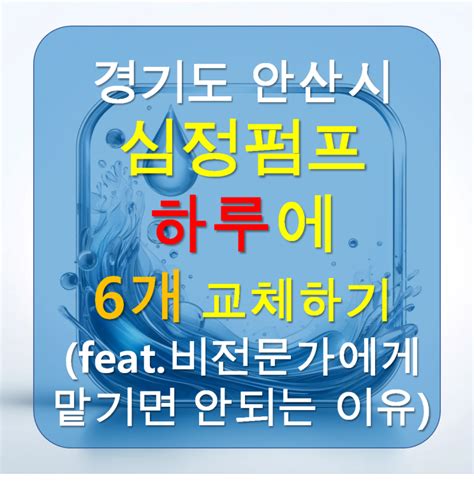 경기도 안산시 지하수 심정펌프 교체 공사 지하수 수중모터펌프 교체 전문 심정모터펌프 교체 전문업체 네이버 블로그
