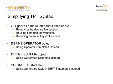 Ppt Teradata Parallel Transporter Scripts With Simplified Syntax