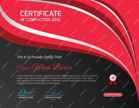Premium Vector Red Certificate Template