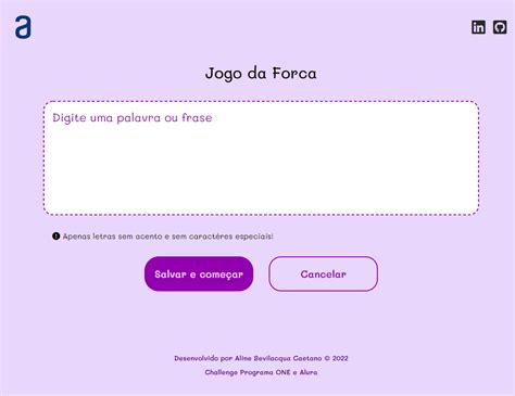 Github Aliine98jogo Da Forca Um Jogo Da Forca Feito Com Javascript Um Challenge Feito Para
