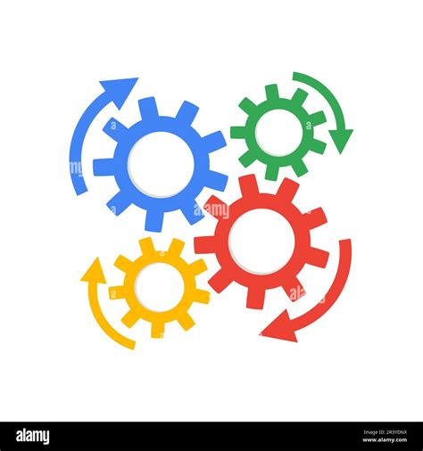 Color Vector Template Infographic With Gears And Arrows Stock Vector