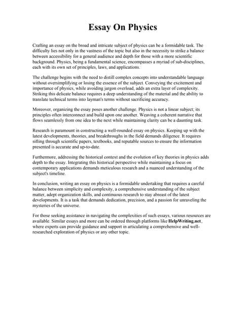 Essay On Physics Pdf