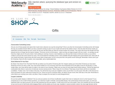 Sql Injection Attack Querying The Database Type And Version On Oracle