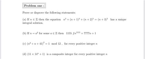 Solved Problem One Prove Or Disprove The Following Chegg