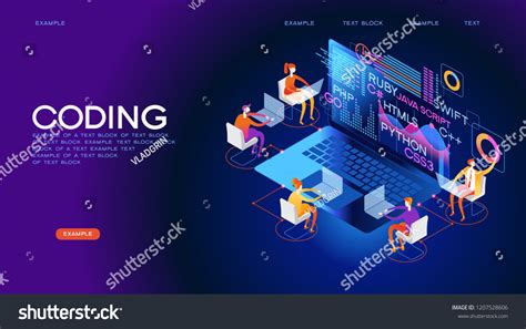 Workflow Group Programmers Programmers Coding Process Stock Vector