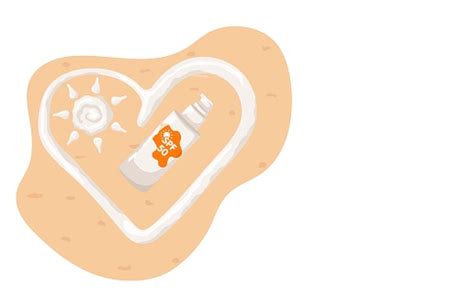 모래와 햇볕에 자외선 차단제를 바르고 크림을 발라줍니다 보습제 자외선 차단제 피부 보호 및 자외선 차단 태양의 자외선으로부터