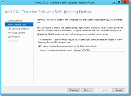 Configure Cluster Aware Updating In Windows Server 2012