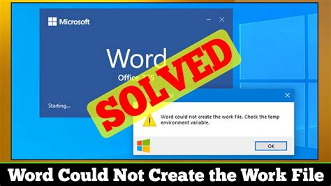 Solved Microsoft Word Could Not Create The Work File Error Youtube