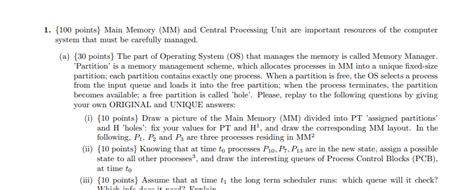 Solved 1 100 Points Main Memory Mm And Central