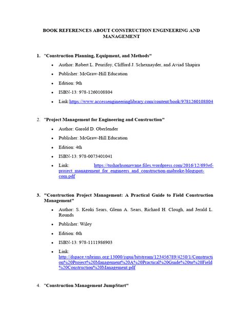 Book References About Construction Engineering And Management Pdf